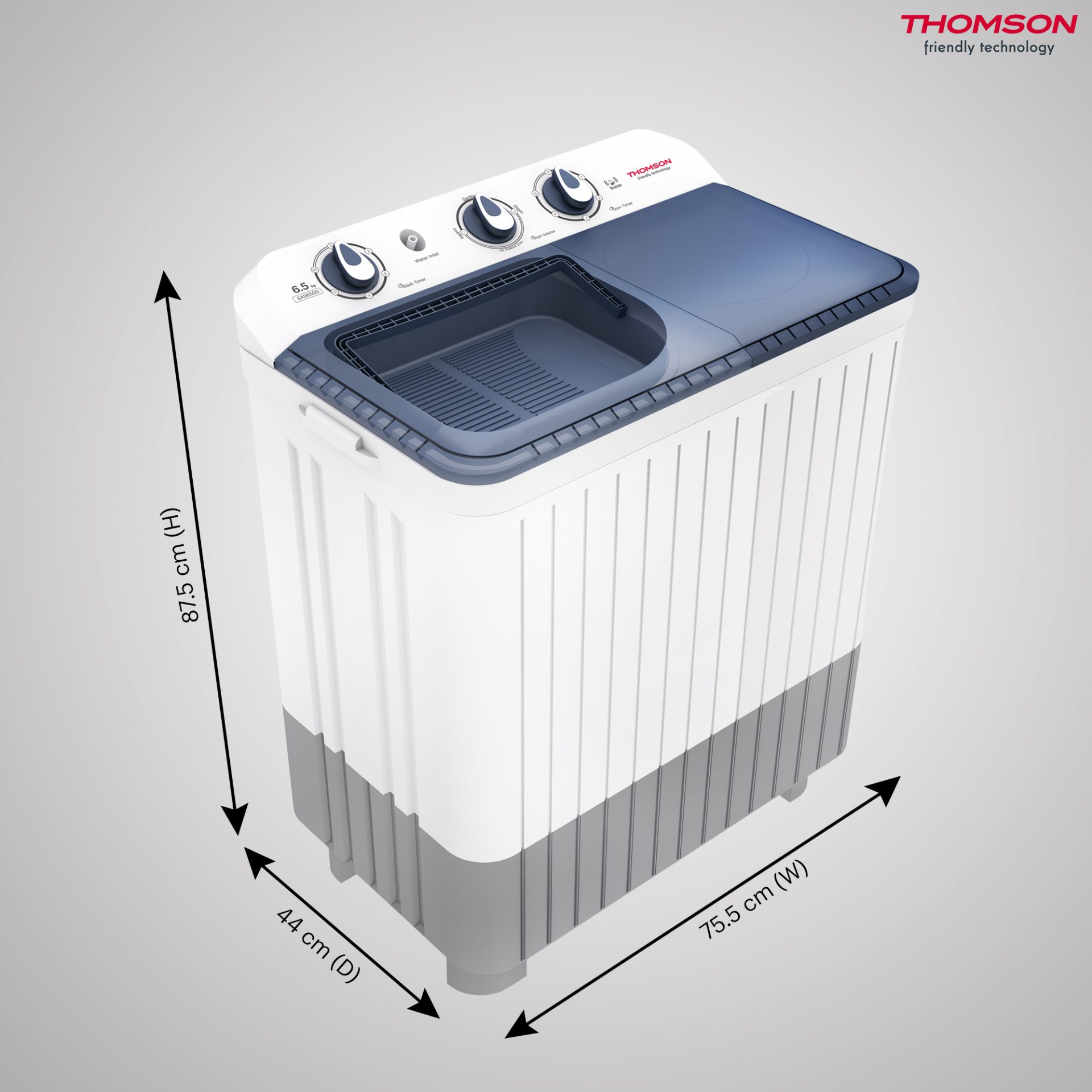 Thomson 6.5 kg 5 Star Rating, Smart Pro Wash Technology Semi Automatic ...